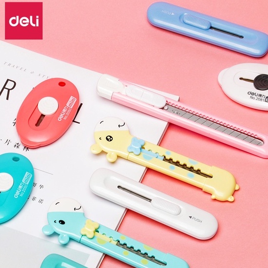 Deli Mini Paper Cutter Cute Cartoon Colorful Portable Small Knife ...