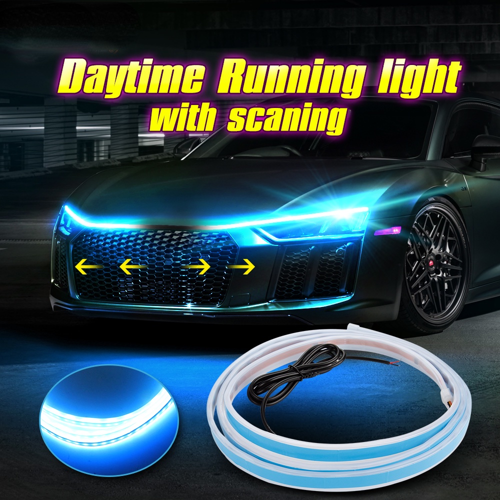 led daytime running universal light car hood decorative lights drl with ...