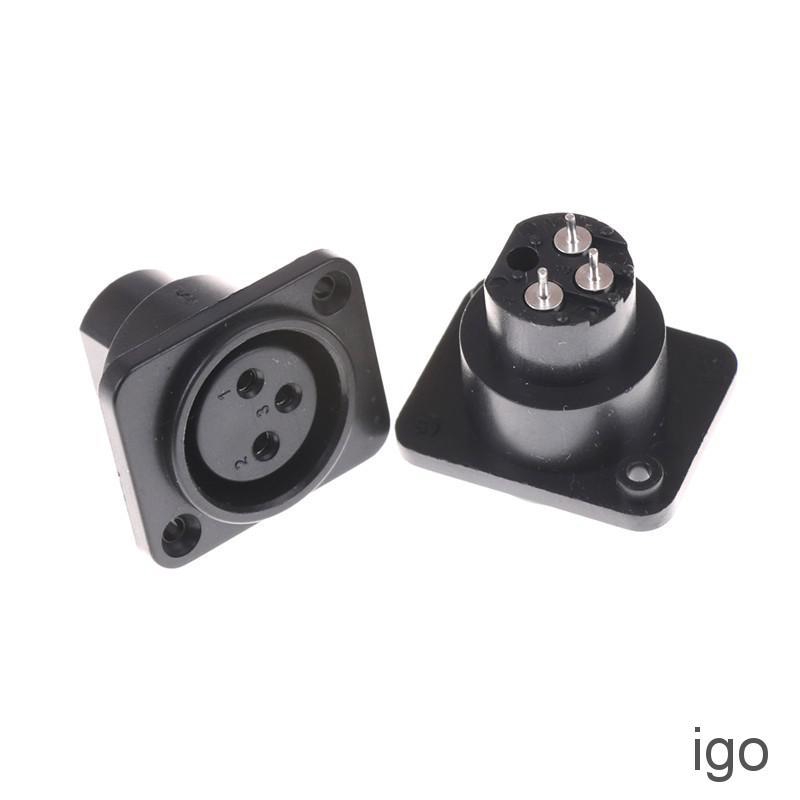 IGO 2pcs XLR Female Jack 3 Pin 3-Pole Panel Mount Chassis Socket ...