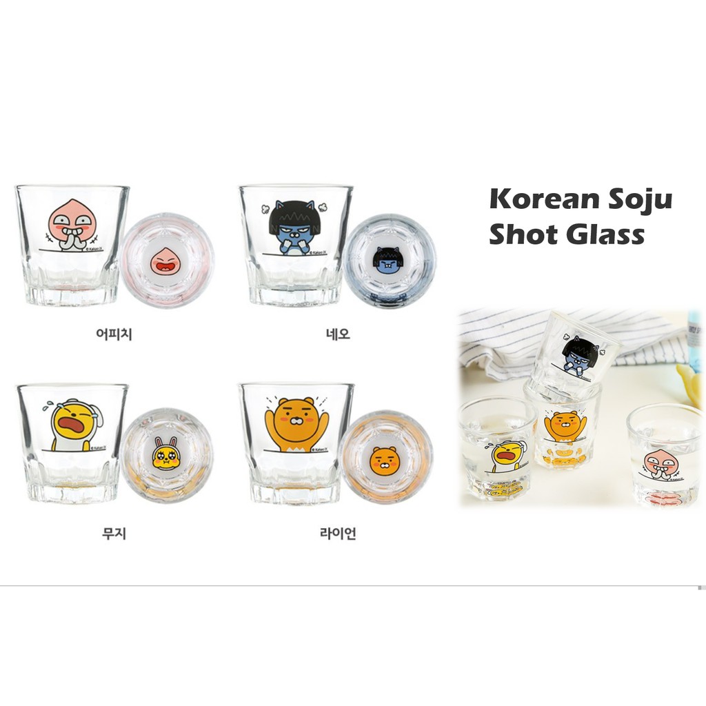 KAKAO SET Korean Soju Shot Glass Set 4PCS Whiskey / Tequila / Liquor ...