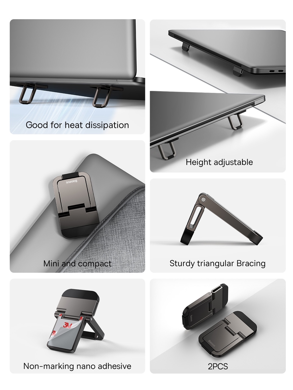Baseus Slim Portable Laptop Kickstand 10KG Load-bearing Non-slip Zinc ...