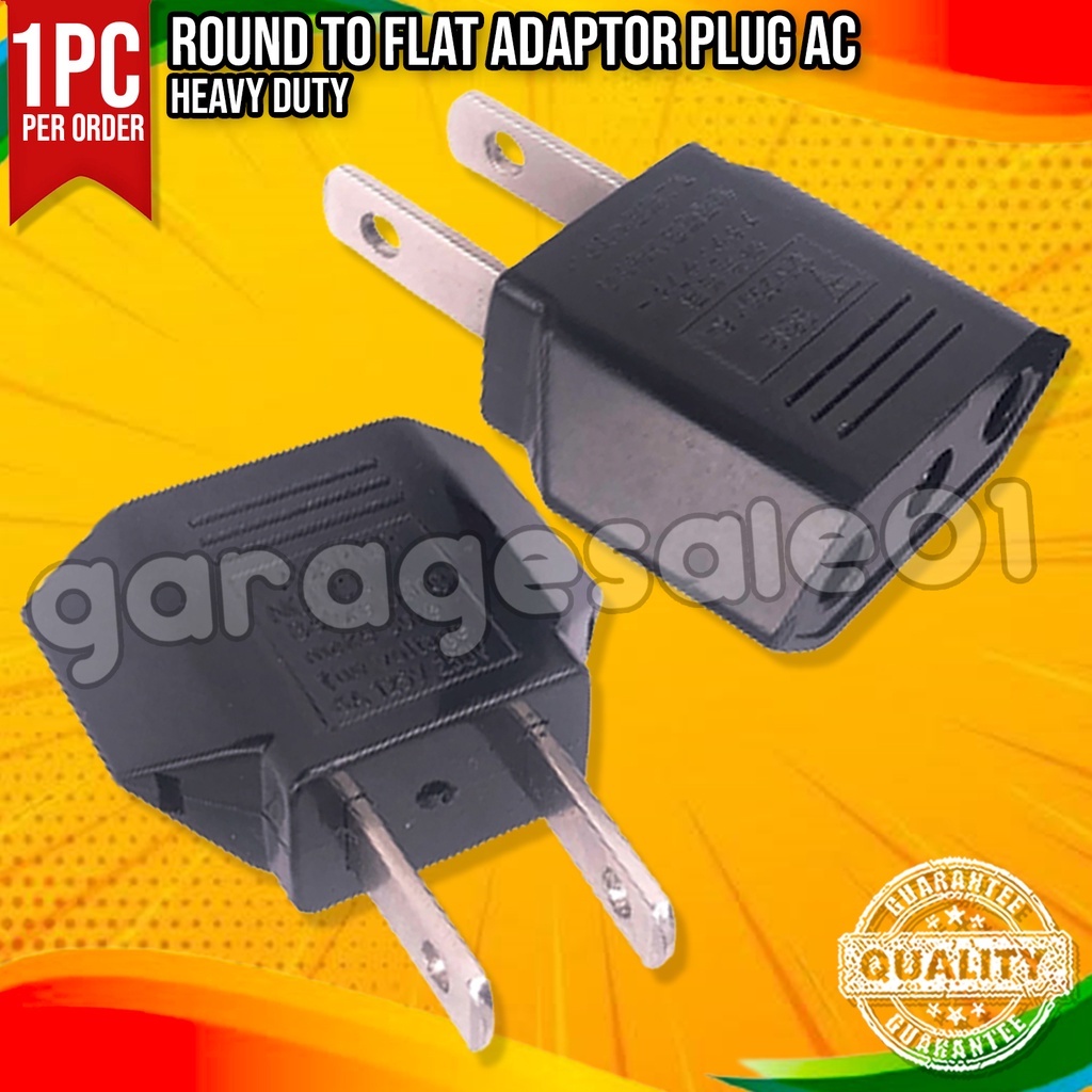 Round To Flat Adaptor Plug AC | Shopee Philippines