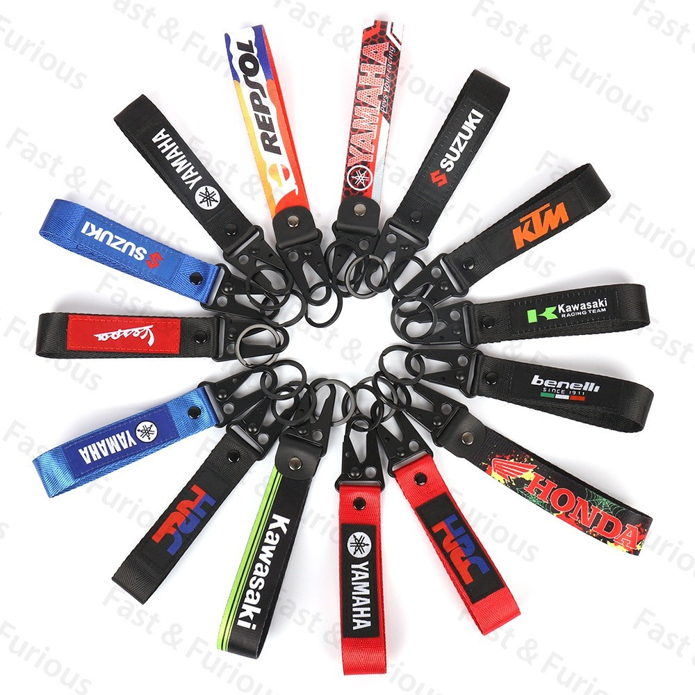 (Ready Stock) Durable Motorcycle Cable Keyring Motocross Webbing Key ...