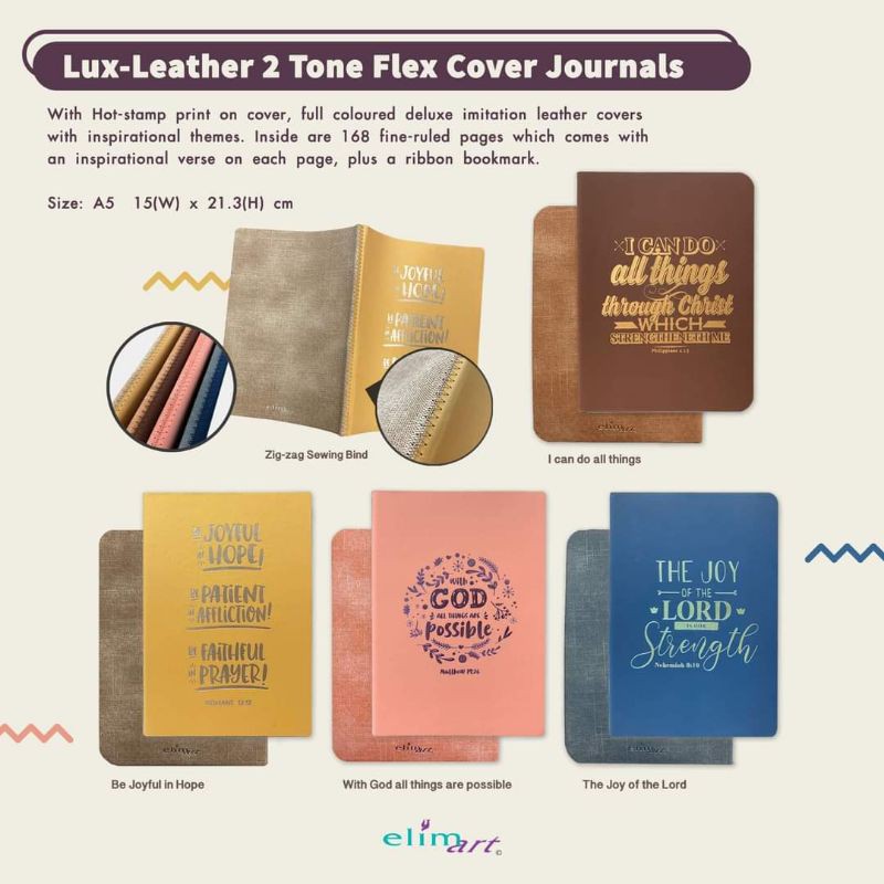 Elim Art PH 2-Tone Flex Leather Journals in 4 designs | Shopee Philippines