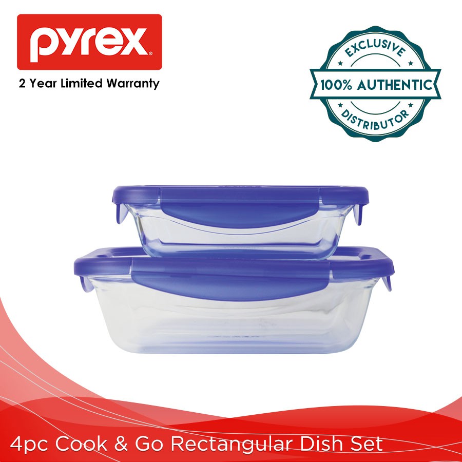 Pyrex 4 Piece Cook And Go Rectangular Dish Set | Shopee Philippines