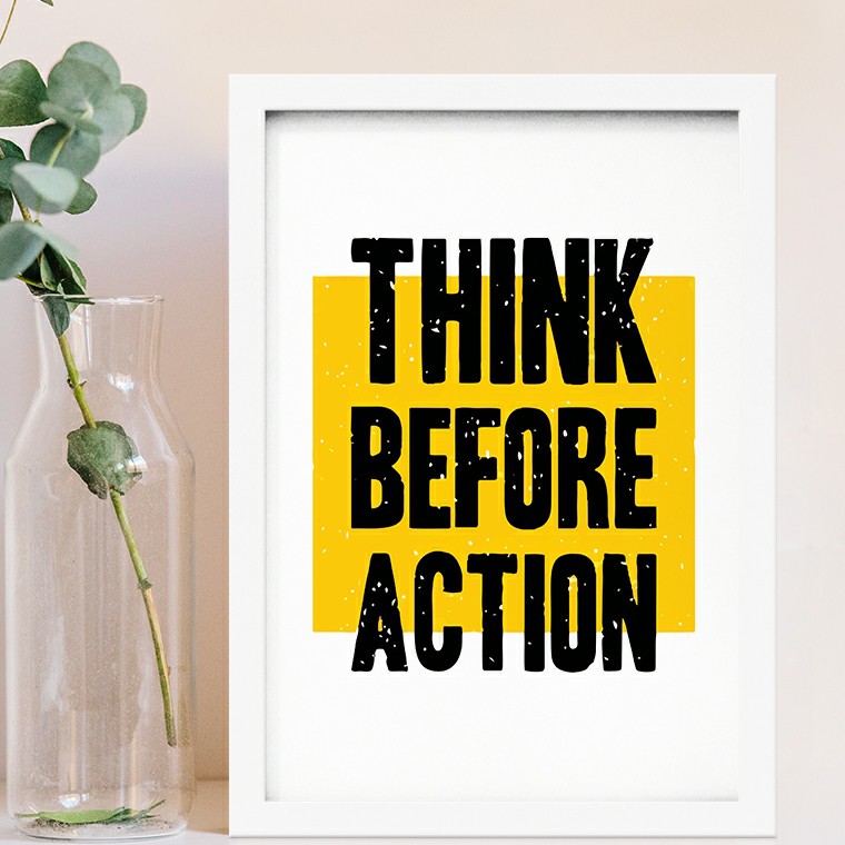 Wall Decor Frame Fiber Poster Motivational Quotes Think Before Action ...