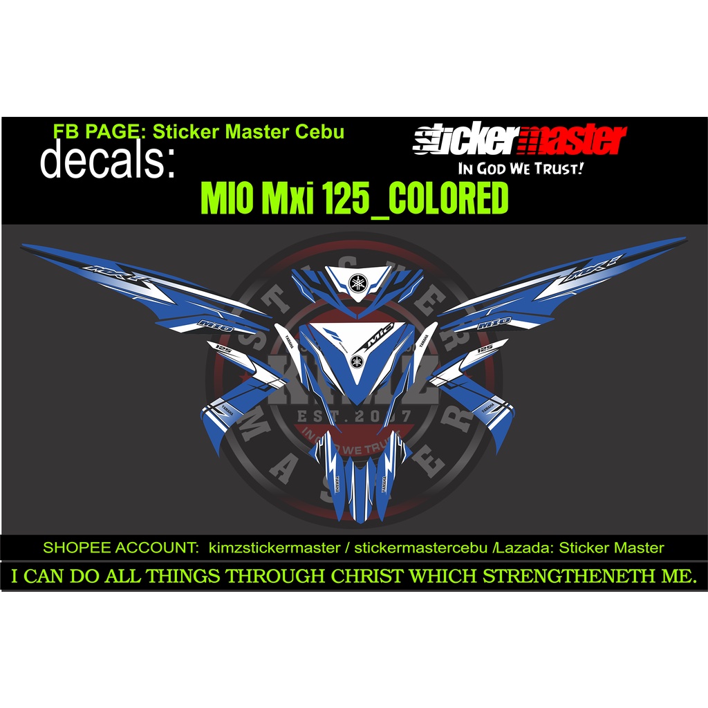 MIO MXI 125 FULL DECALS COLORED BLUE | Shopee Philippines