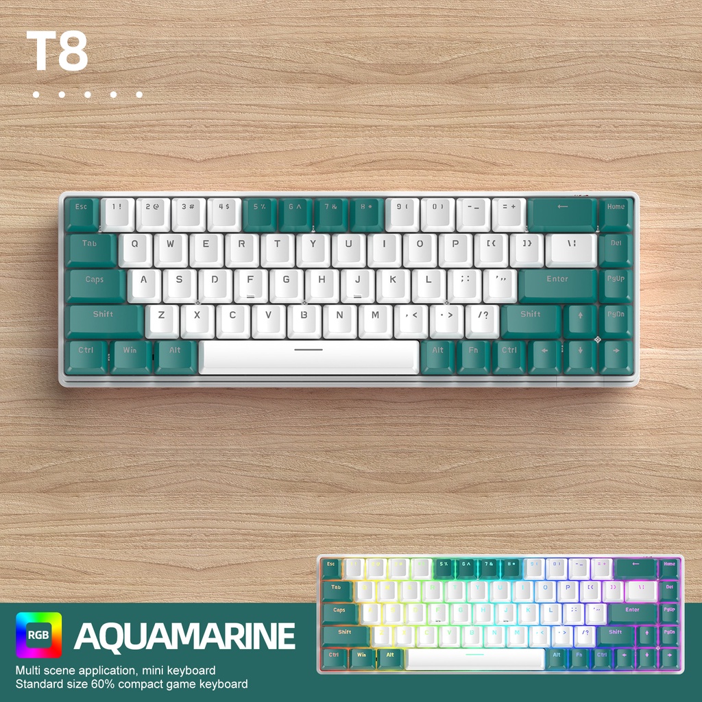 ZIYOULANG T8 RGB 68 Keys Mechanical Keyboard Type-C Wired Gaming ...