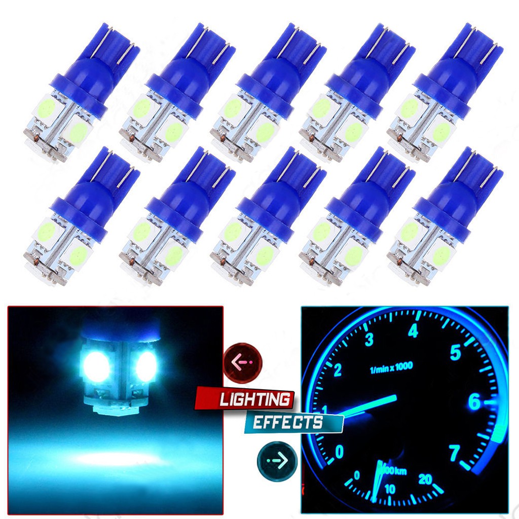 10pcs Ice Blue T10 194 168 501 Car 5SMD 12V LED Inverted Side Wedge ...