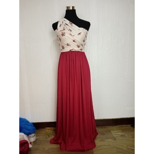 2 tone floral infinity dress with tube | Shopee Philippines