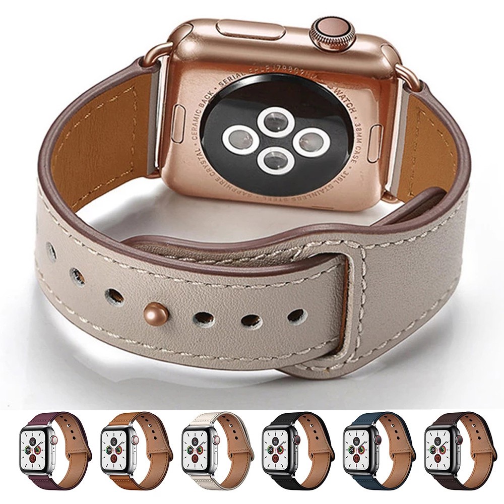 Genuine Leather Strap For Smart Watch Series 10 9 8 7 6 Se 5 4 3 2 1 ...