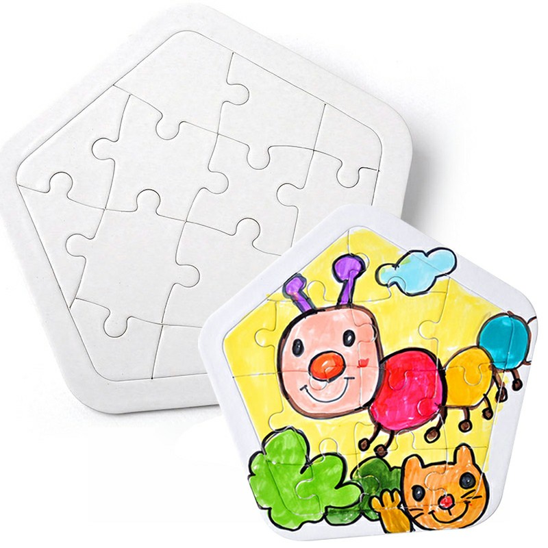 Kids Creative Puzzles Art and Craft DIY Blank Coloring White Mold ...