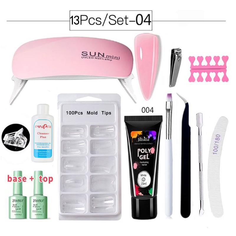 13Pcs/set Poly Gel Nail Extension Set Nail Builder Polygel Set With 6W ...