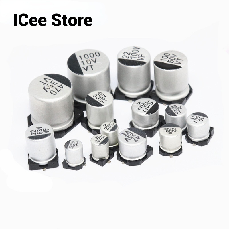20Pcs SMD Capacitor 50V 1UF 4.7UF 10UF 22UF 33UF 47UF 100UF 220UF Aluminum Electrolytic ...