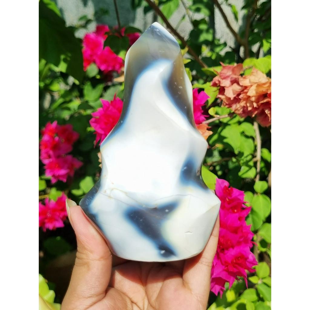 Orca Agate Flame Tower - Madagascar Orca Agate - Agate Healing Crystal ...