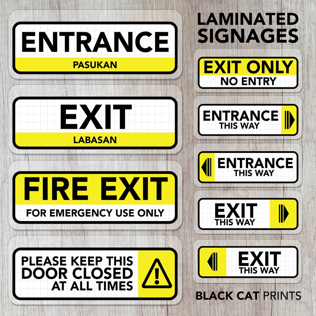 Entrance / Exit / Fire Exit Laminated Signage / Sign Board for Store ...