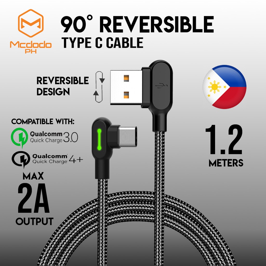 Mcdodo Button Series 90° Gaming Type C Cable Compatible with iPhone and Android Charger | Shopee ...