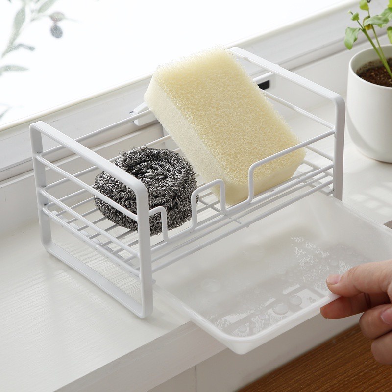 Sponge Draining Rack Iron Storage Rack Sink Dishcloth Kitchen ...