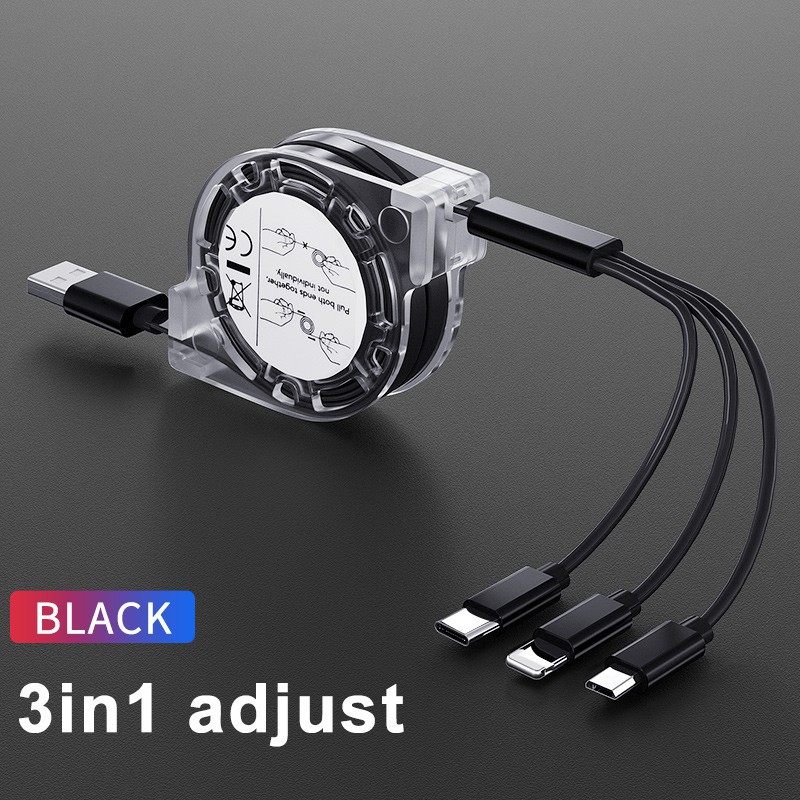 3 In 1 USB Cable Retractable Portable Charge Cable Micro Android Type C ...