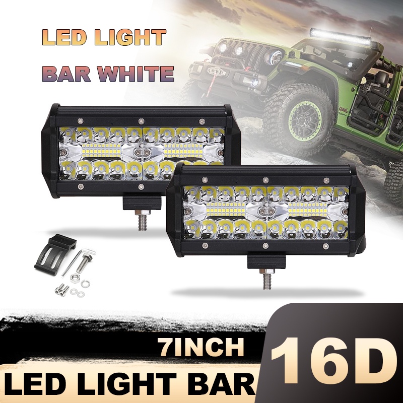 7'' 120W LED Work Light Bar Flood Spot Beam Offroad 4WD SUV Driving Fog ...