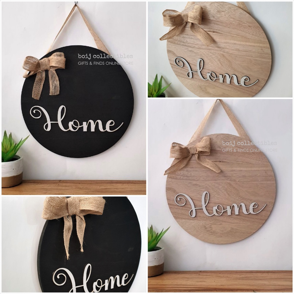 Wooden Round 3D HOME Sign Wall Hang Display Diameter: 11.8 inches/30 cm ...