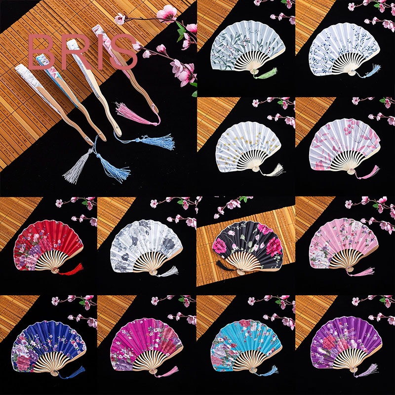 Brisky Chinese Personalized Style Hand Held Fans Flower Pattern Silk ...