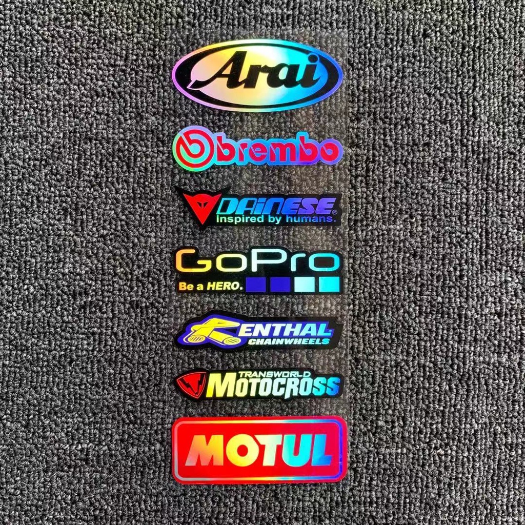 Japanese JDM AKRAPOVIC MOTUL Brembo GoPro Vinyl Holographic Sticker For Motorcycle Stickers And ...