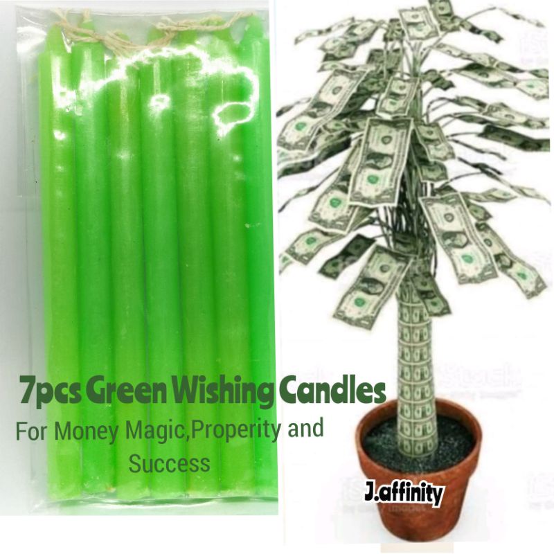 Green Wishing Candles for Money Magic Prosperity Success Wealth and ...