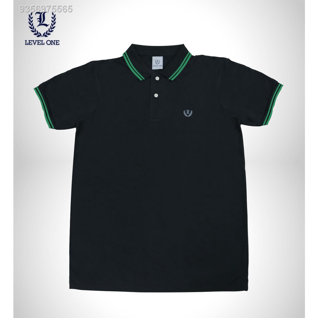 (tshirt)Level One Men's Twin Stripes Same Color Polo Shirt w/ "L" Crest ...