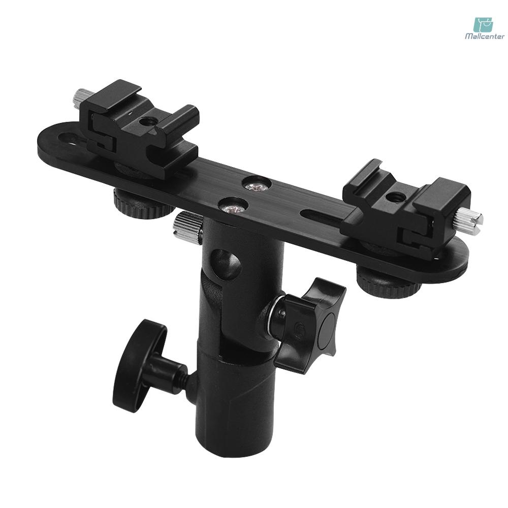 Macen T-shaped Dual Flash Bracket Flash Speedlite Stand with 2 Cold ...