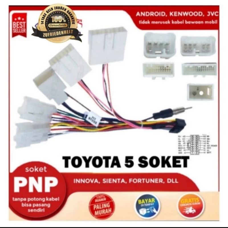 Toyota xenia/avanza/innova/agya Head unit socket/socket cable for ...