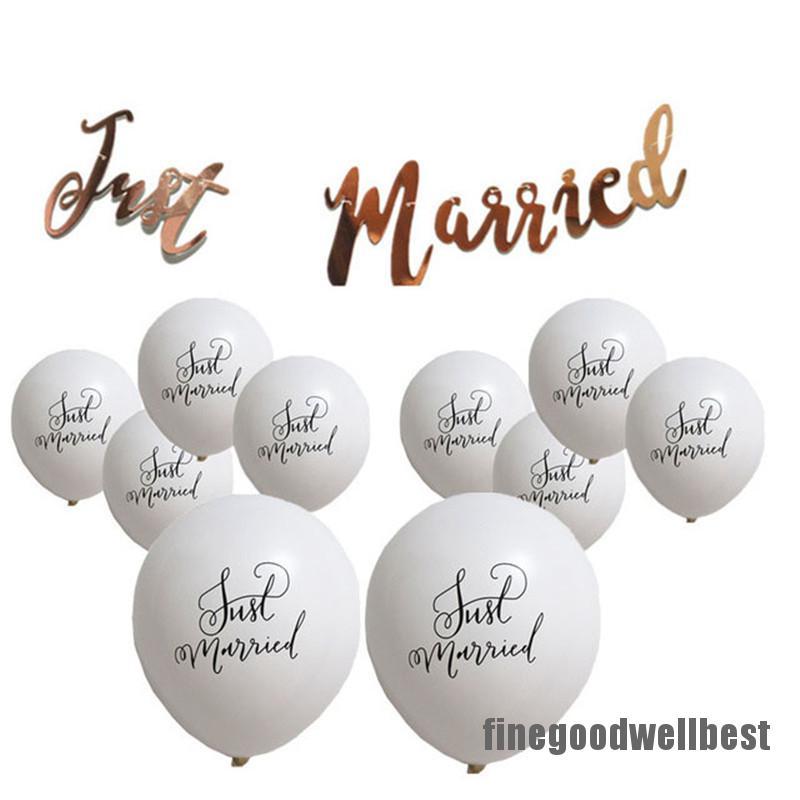 FGWB JUST MARRIED Letter Glitter Banners and balloons Bunting Garlands ...