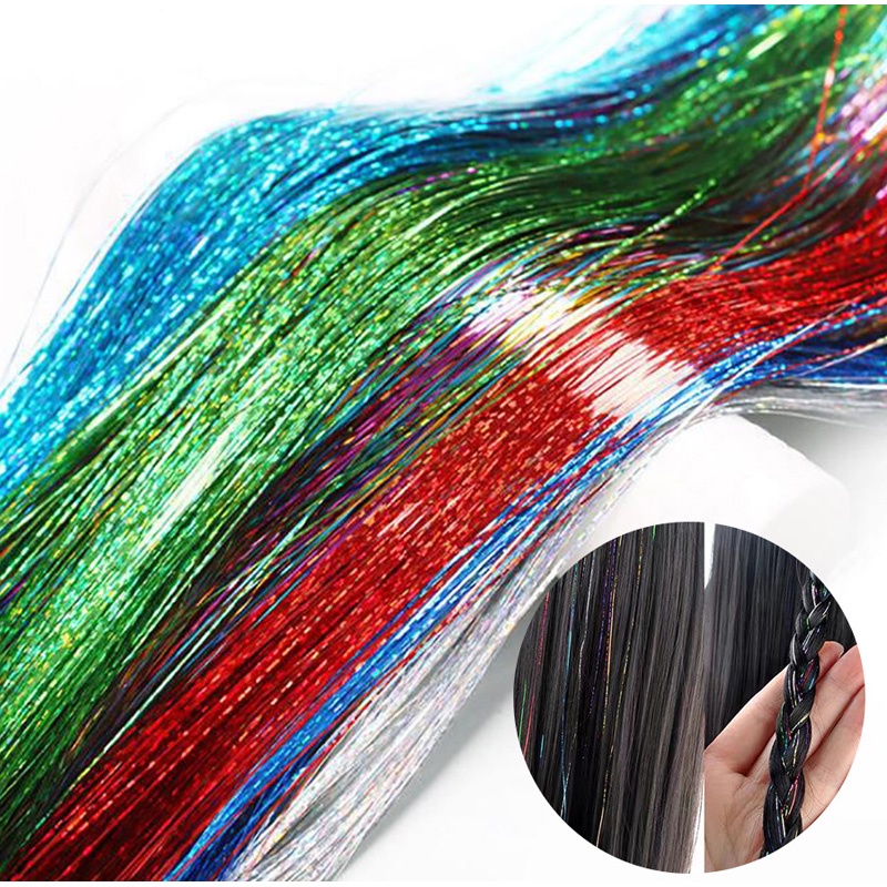 UNIHEART Sparkling Colored Straight Long Hairpiece Bling Silk Hair ...