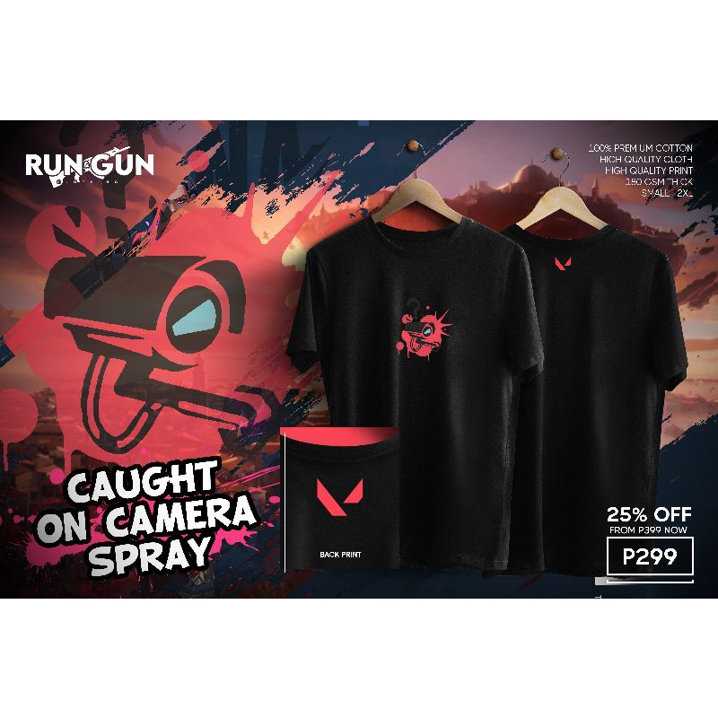 Valorant Cypher Caught On Camera Spray Tshirt Pure Cotton Round Neck Xs