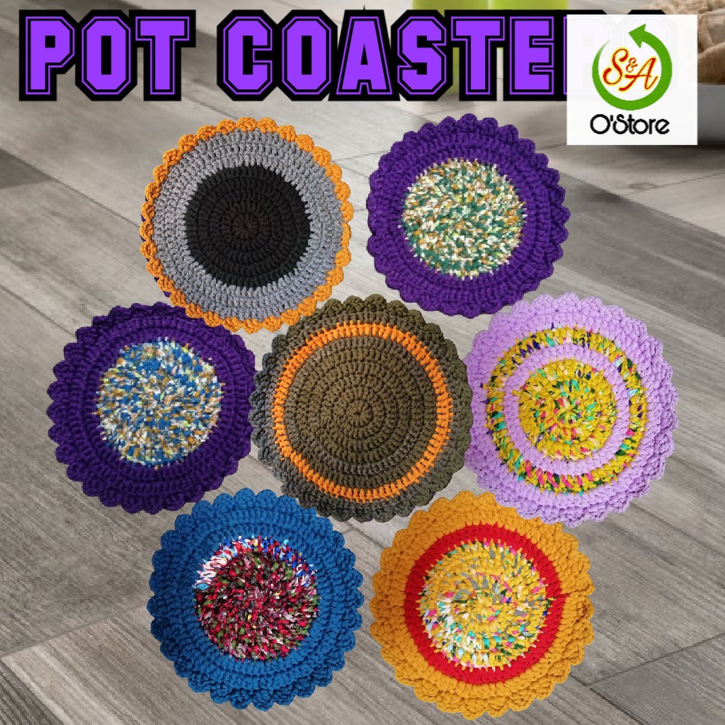 Basahan / Rugs Round Coaster Crochet Woven Multi-Use in Different Color ...