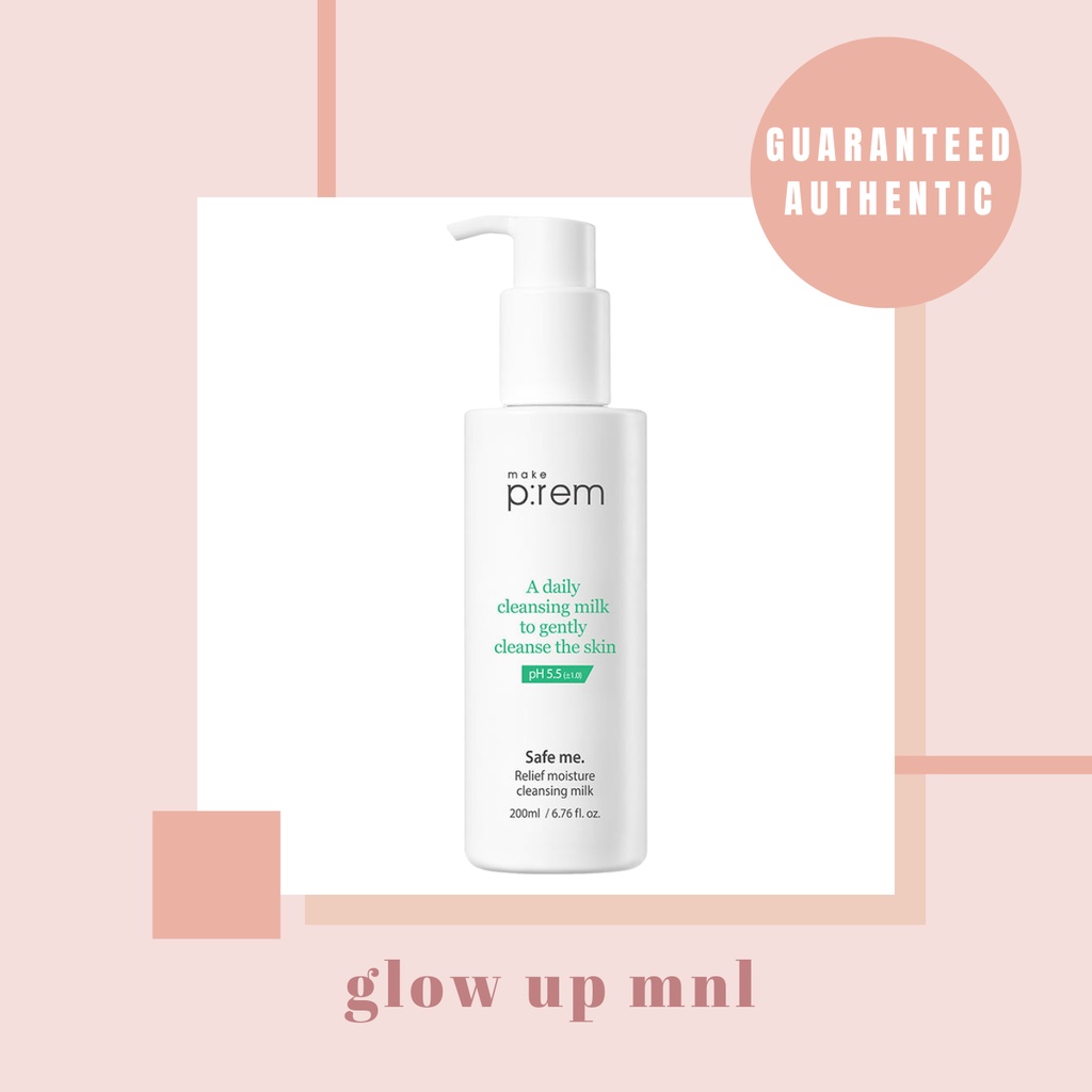 make p:rem [make prem] Safe Me Relief Moisture Cleansing Milk 200ml | Shopee Philippines