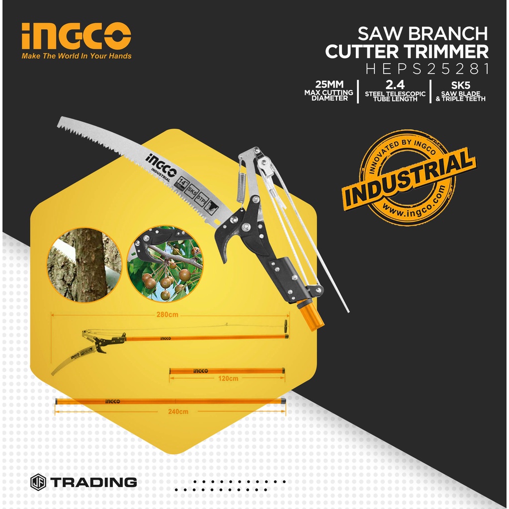 INGCO Extendable Tree Pole Saw Branch Cutter Trimmer Pruner Garden ...