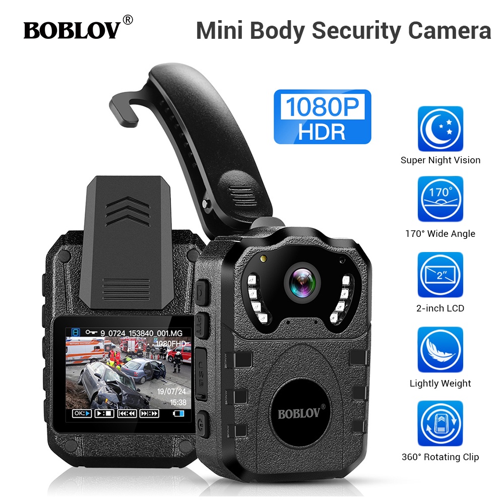 BOBLOV WN10 1080P HD Body Worn Camera Multi-Functional 170° IR Night ...