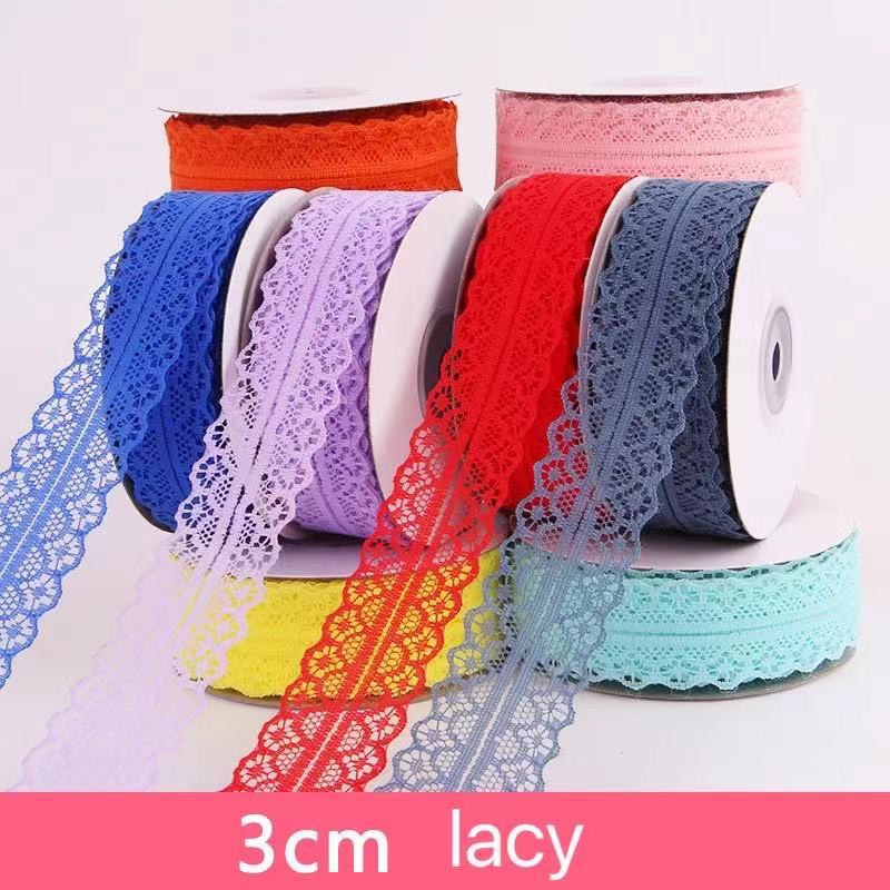 25Yards/Roll 3cm lace ribbon DIY made lace streamer bow edging gift ...