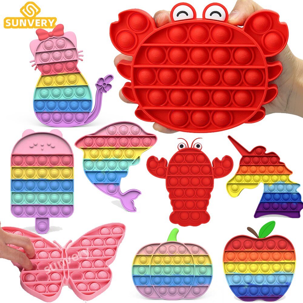 Pop it Crab Sensory fidget Lobster Figet Toys Reliver Stress Bubble ...