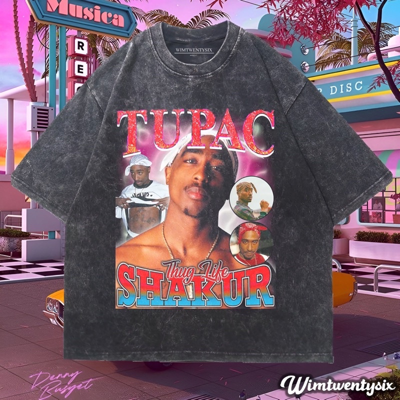 KAOS TUPAC SHAKUR THUG LIFE WASHING VINTAGE RAP TEE (OVERSIZE WASHED T ...