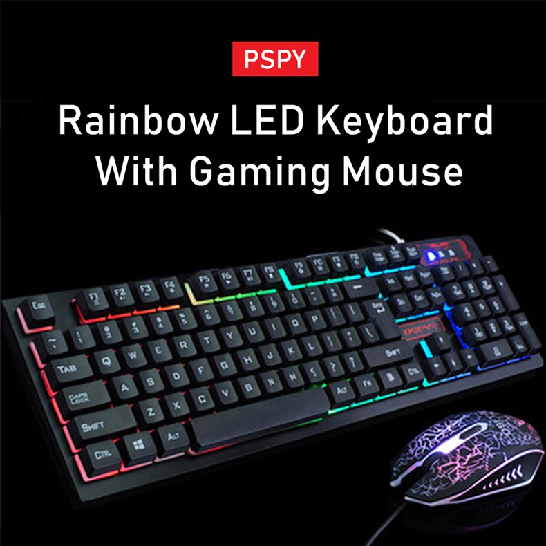 PSPY Rainbow LED Keyboard with Gaming Mouse | Shopee Philippines