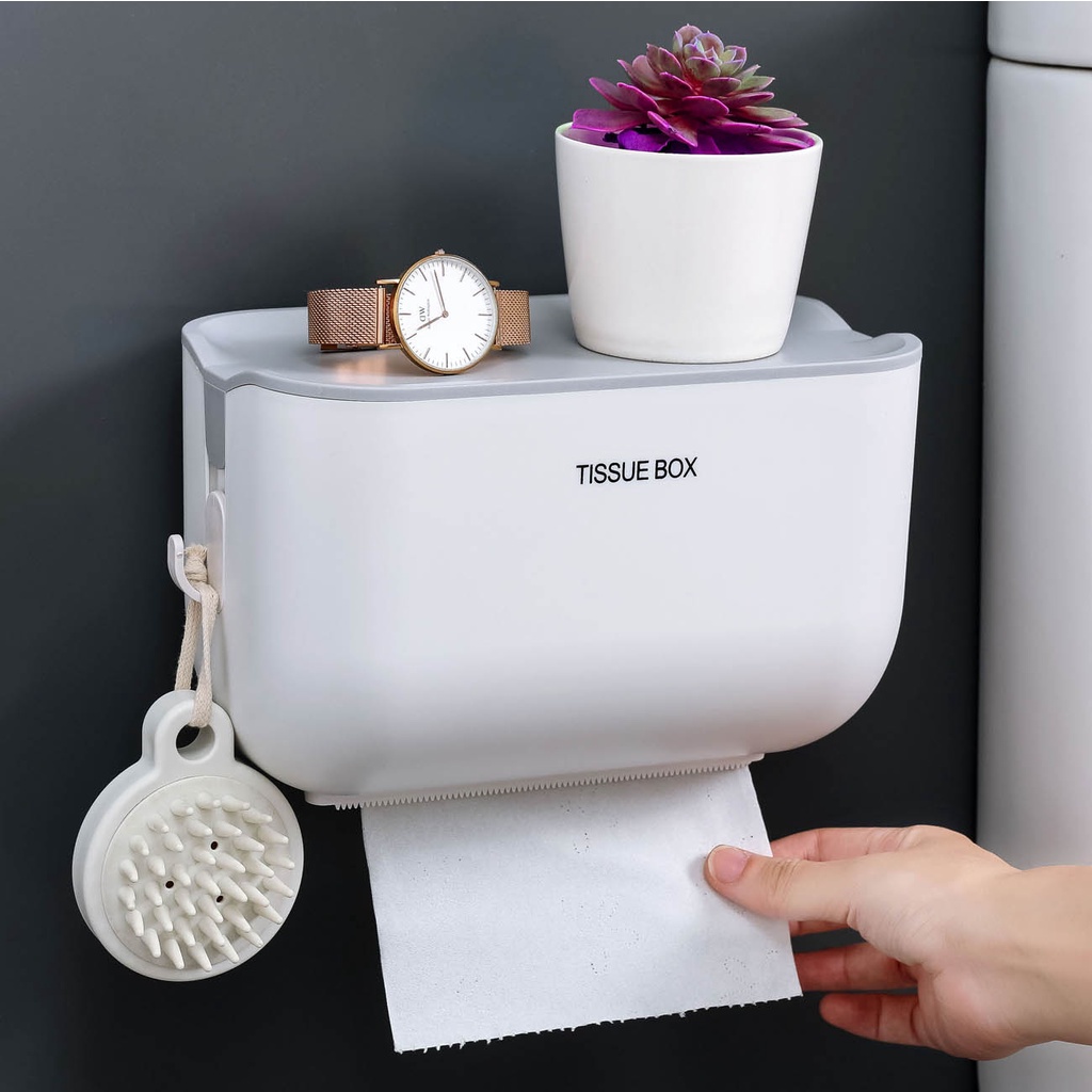 Wall-mounted hole-free creative bathroom waterproof tissue box | Shopee ...