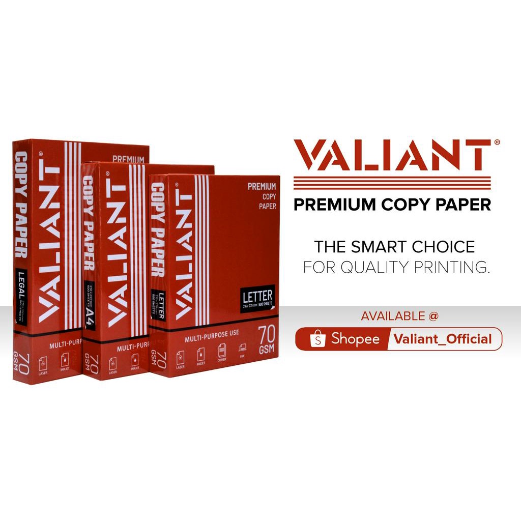 Book Paper Valiant Long/Short/A4 Sub-20 by ream | Shopee Philippines