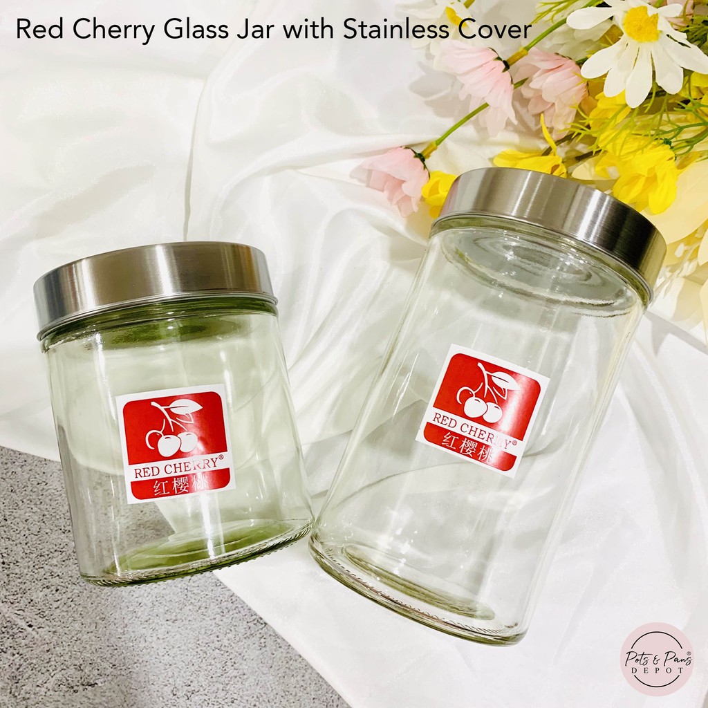 Red Cherry Glass Jar with Stainless Cover | Shopee Philippines
