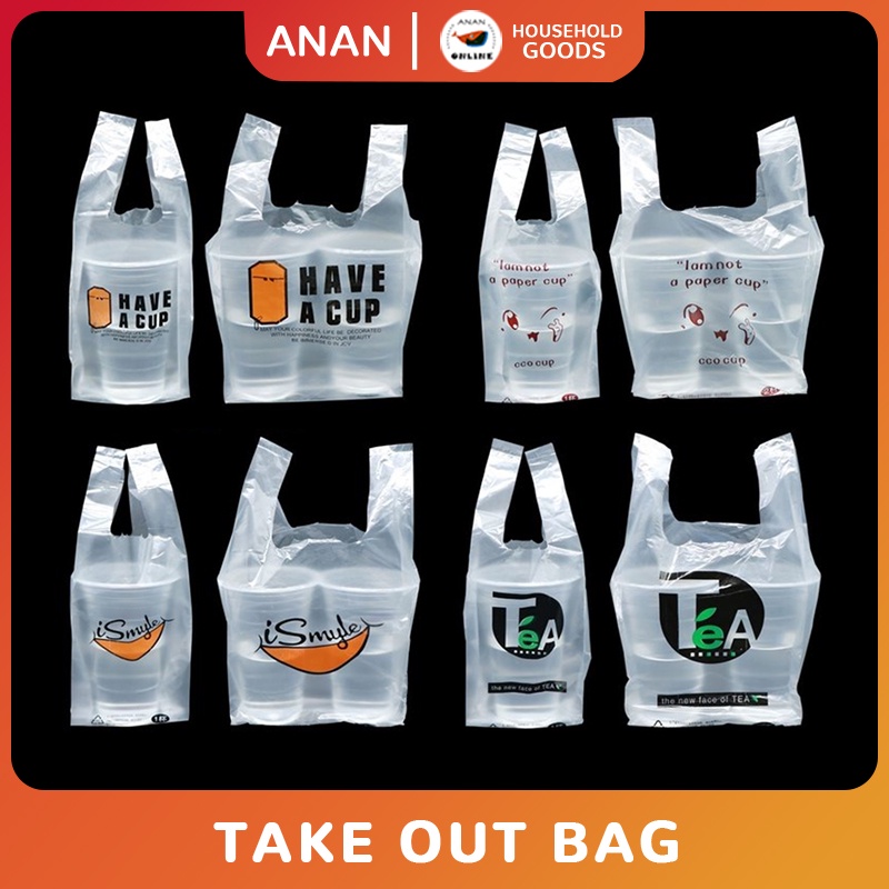 100Pcs Take Out Plastic Bag For Milk Tea Cup Coffee Cup Plastic ...