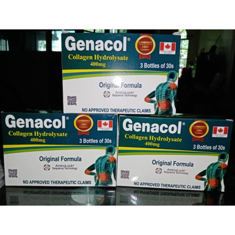 Authentic Collagen Hydrolysate (Genacol) 400mg available in three small bottles | Shopee Philippines