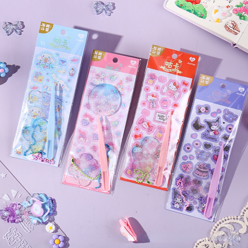 Sanrio Sticker Set with Keychain Tweezer Kuromi Cinnamoroll PVC Laser ...