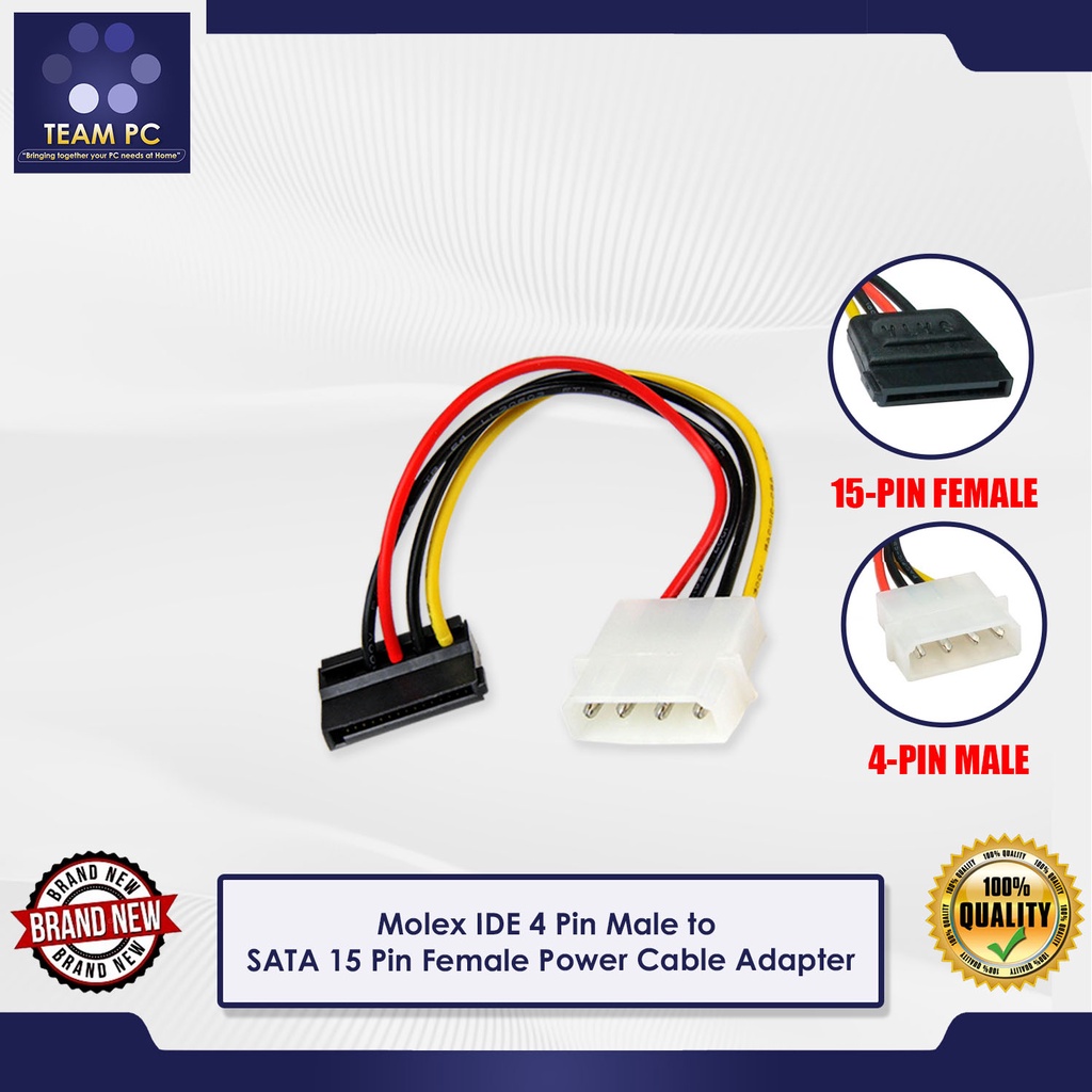 Molex IDE 4 Pin Male to SATA 15 Pin Female Power Cable Adapter | Shopee ...