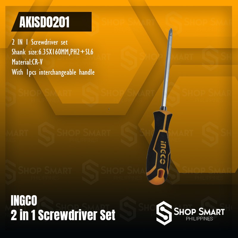 INGCO 2 IN 1 Screwdriver Set (AKISD0201) | Shopee Philippines